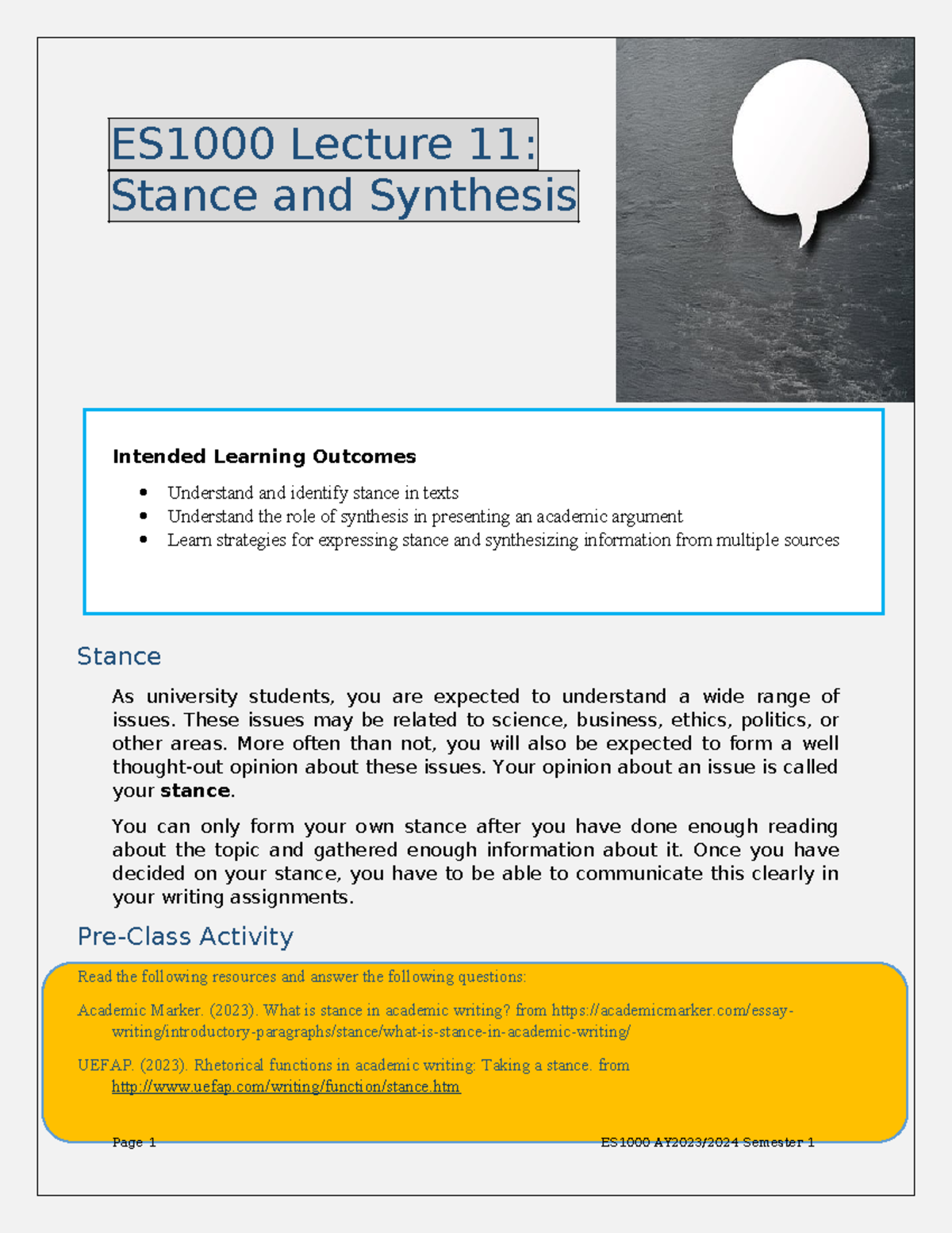 Lecture 11 Synthesis - Intended Learning Outcomes Understand and ...