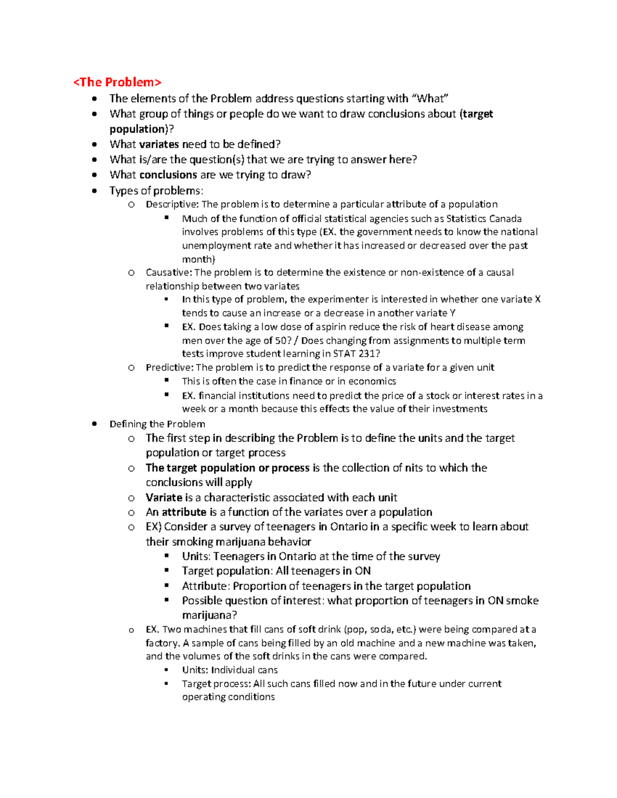 Ch.3 PPDAC (Summary) - The elements of the Problem address questions ...