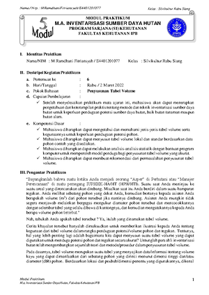Penggunaan Tabel Tegakan - I. Identitas Praktikan Nama / Nrp. : M ...