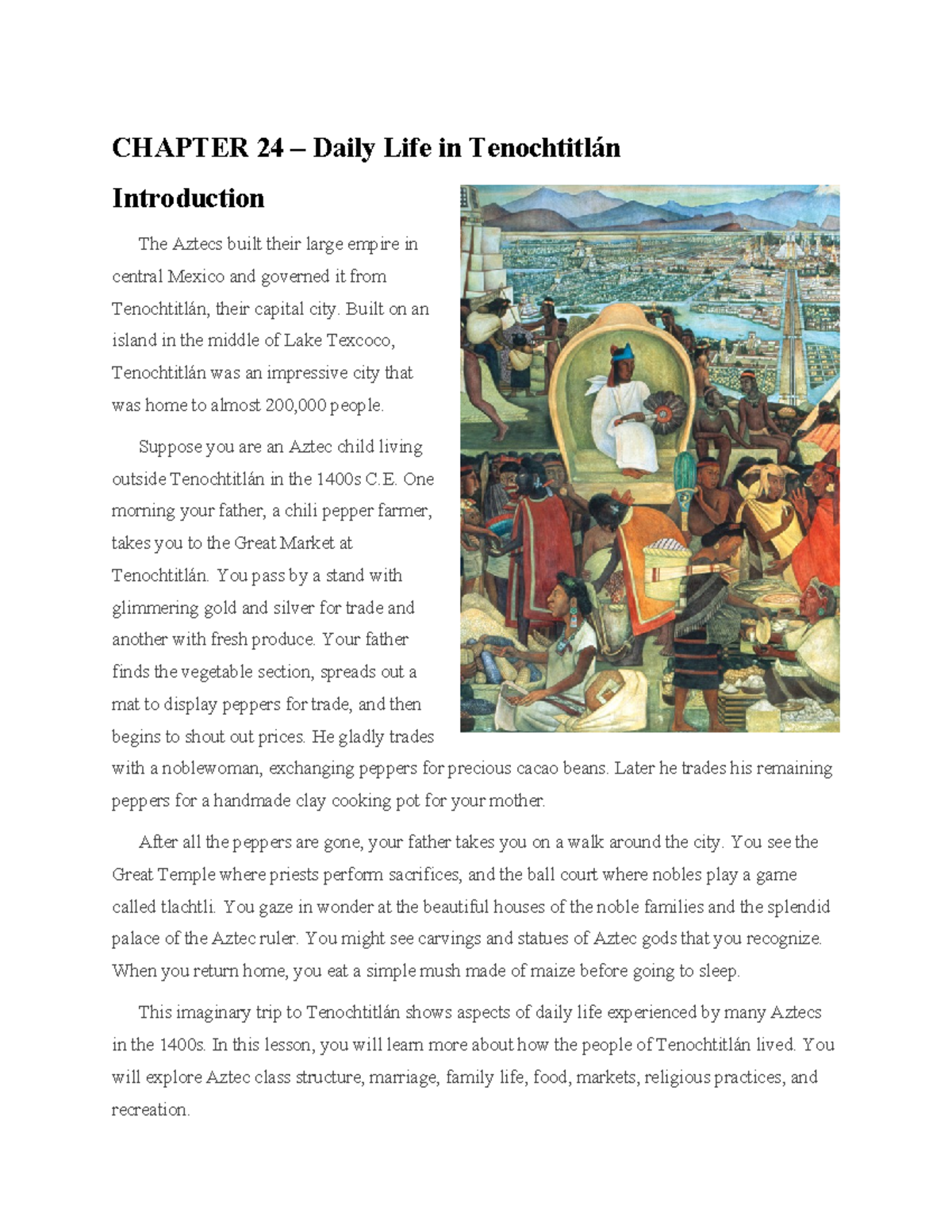CH 24 Textbook - CHAPTER 24 – Daily Life in Tenochtitlán Introduction ...