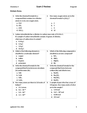 4 S23 Exam 1 Equation Sheet-1 - Chem 4 SPRING 2023 Exam 1 Constants and ...