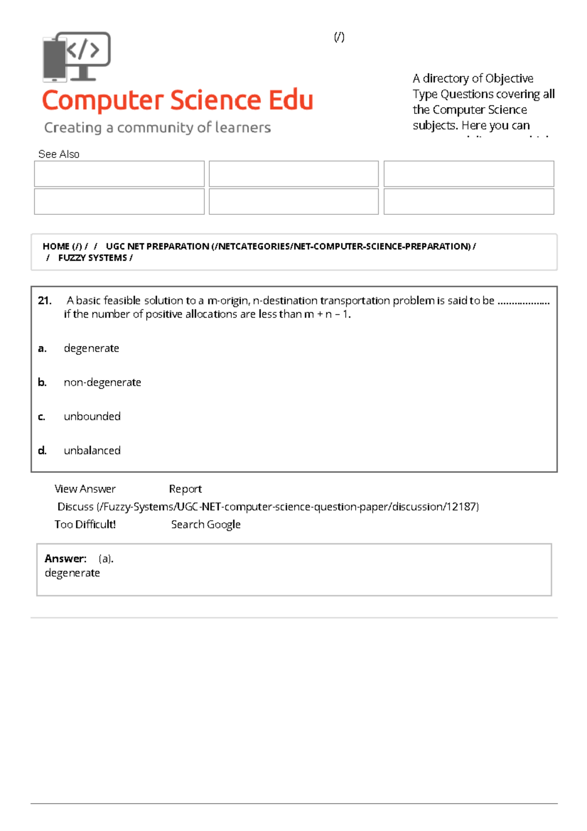 Fuzzy Systems Multiple choice Questions and Answers-UGC NET computer ...