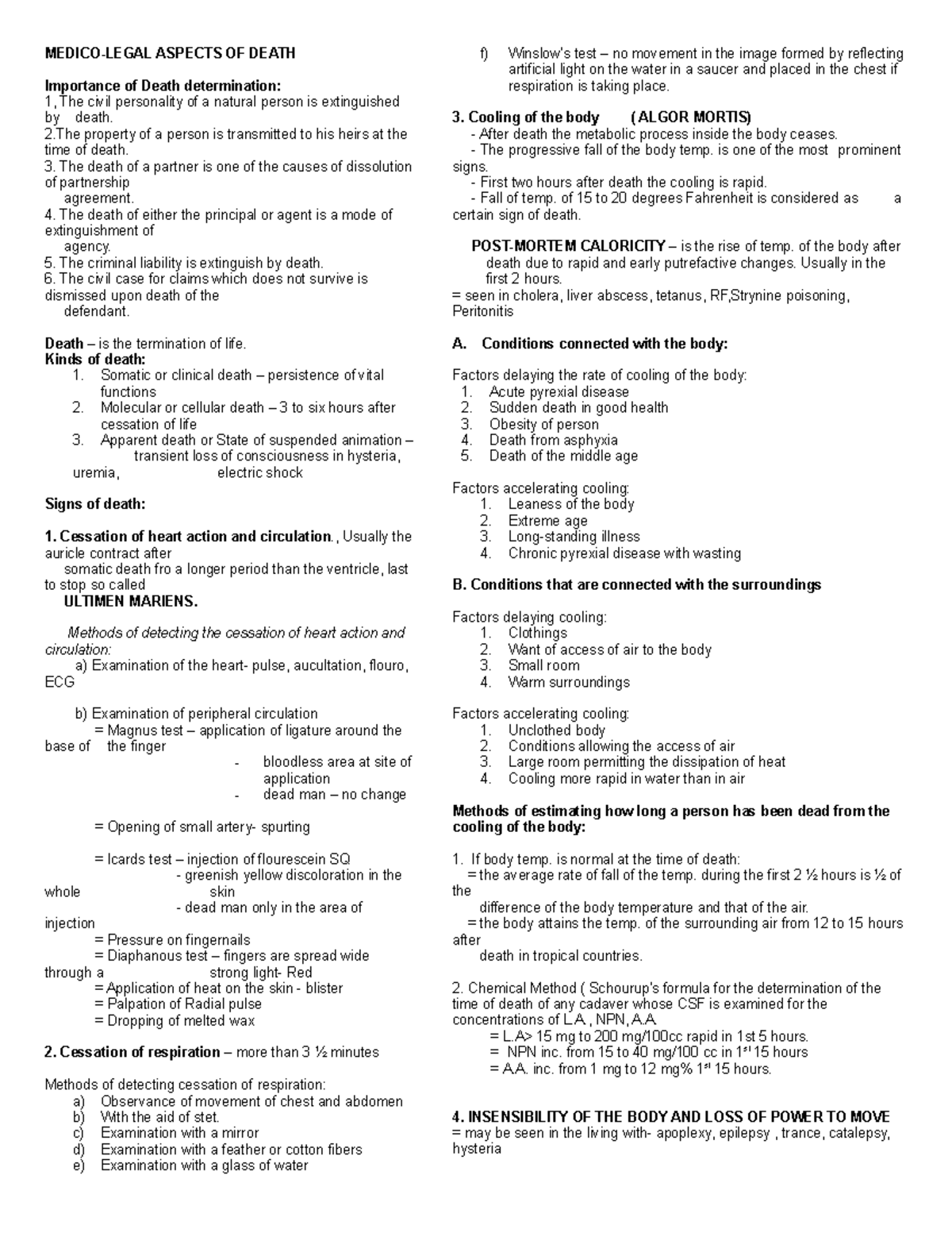 Legalmed - MEDICO-LEGAL ASPECTS OF DEATH Importance of Death ...