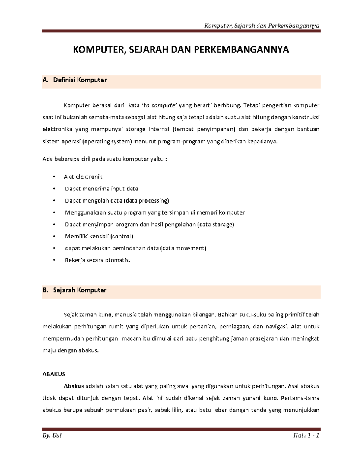 1. sejarah dan Perkembangan komputer - KOMPUTER, SEJARAH DAN ...