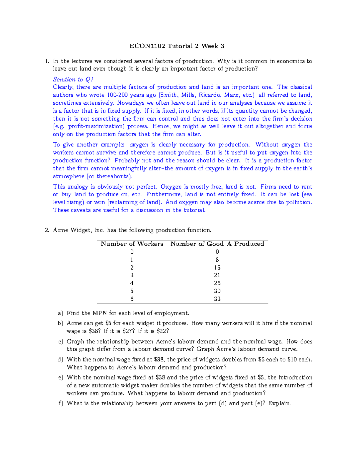 Tutorial 2 ECON1102 sol - ECON1102 Tutorial 2 Week 3 In the lectures we ...