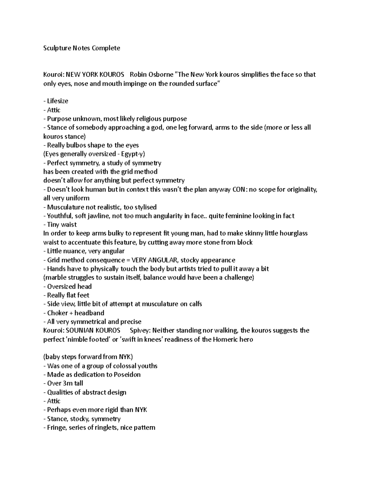 Sculpture Notes Complete - Sculpture Notes Complete Kouroi: NEW YORK ...