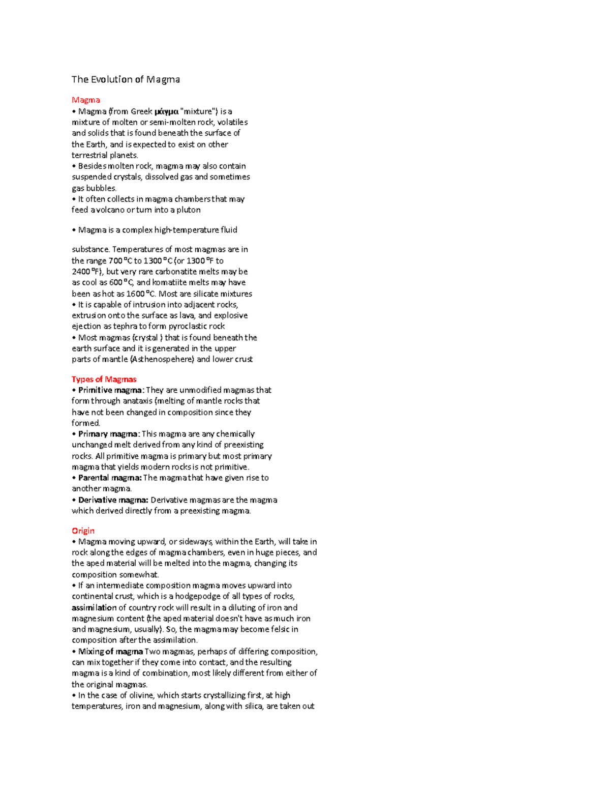 The Evolution of Magma - EALS - The Evolution of Magma Magma Magma ...