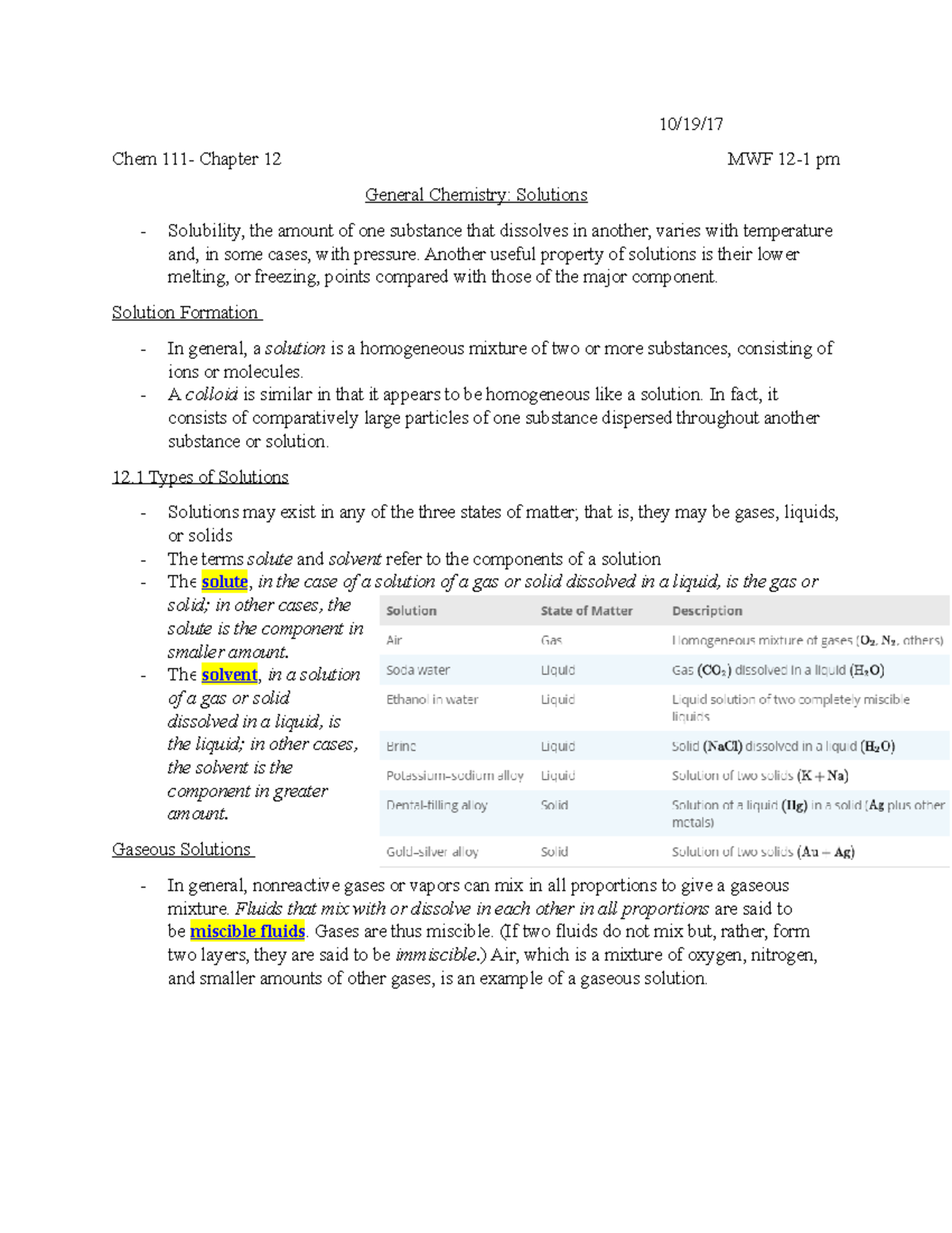 Chem 111 Ch 12 Solutions - Chem Chapter 12 MWF pm General Chemistry ...