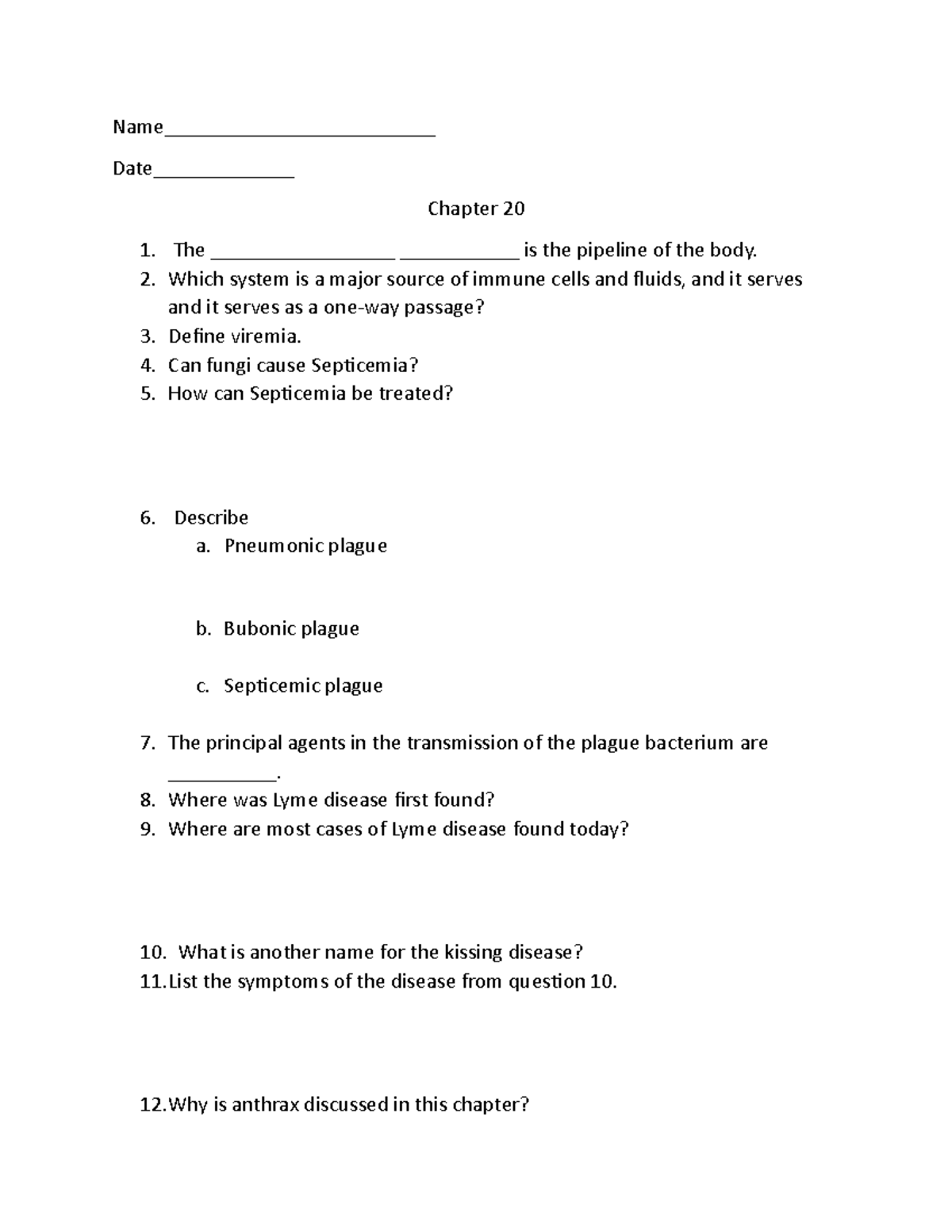Chap 20 outline - notes - Name_________________________ Date ...