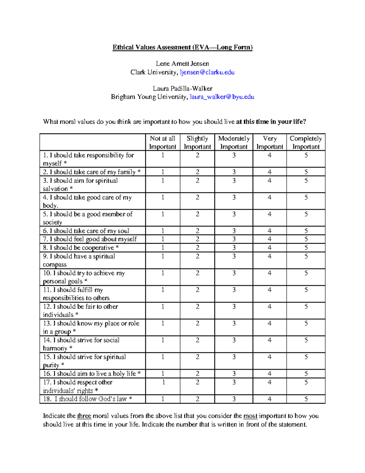 Measure EVA English 011215 - Ethical Values Assessment (EVA—Long Form ...