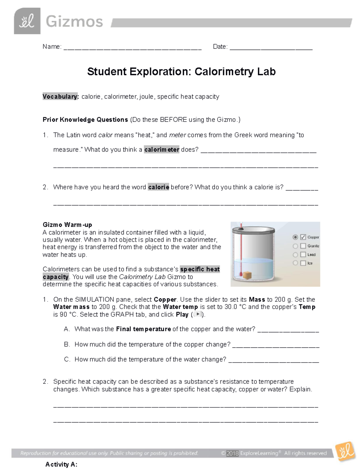 Phys1-Specific Heat-Lab - Name ...