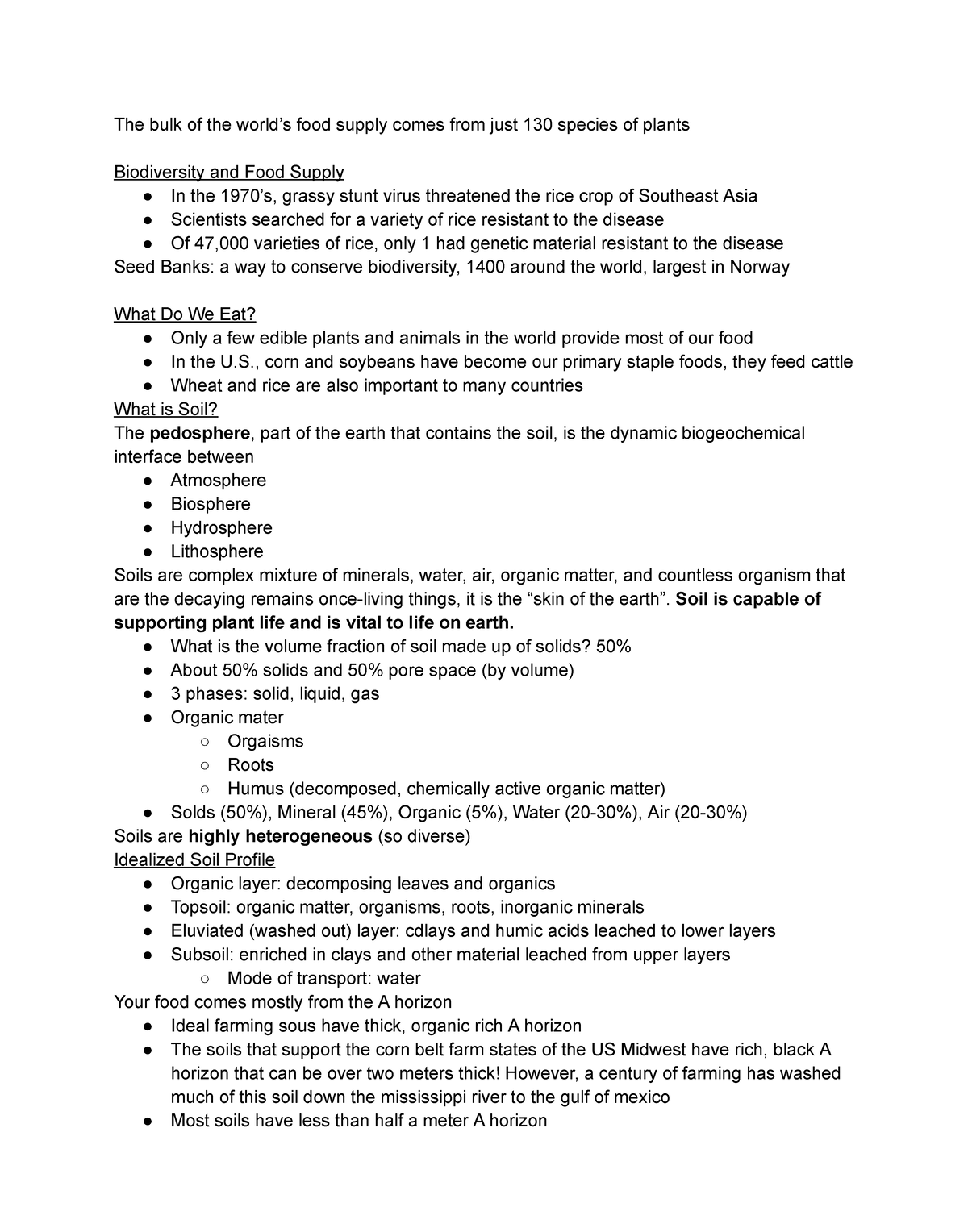 Environmental Science: FOOD & Agriculture - Google Docs - The bulk of ...