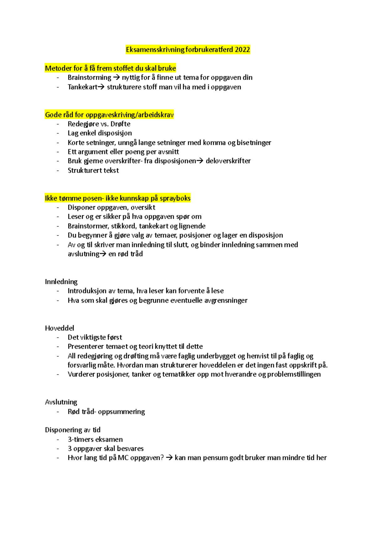 Forelesning- eksamensskrivning - Eksamensskrivning forbrukeratferd 2022 Metoder for å få frem ...