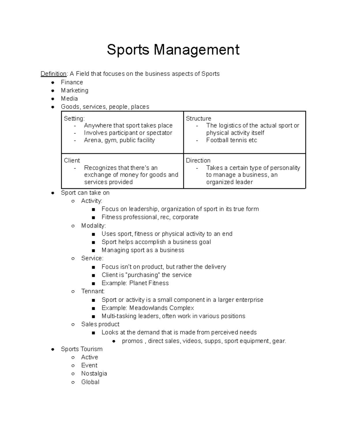 Sports Management 11 8 23 - Sports Management Definition: A Field that ...