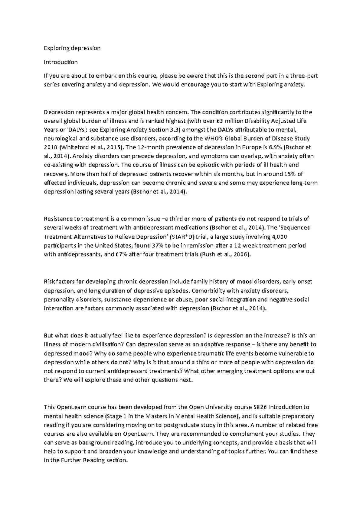 Exploring depression intro - Exploring depression Introduction If you ...