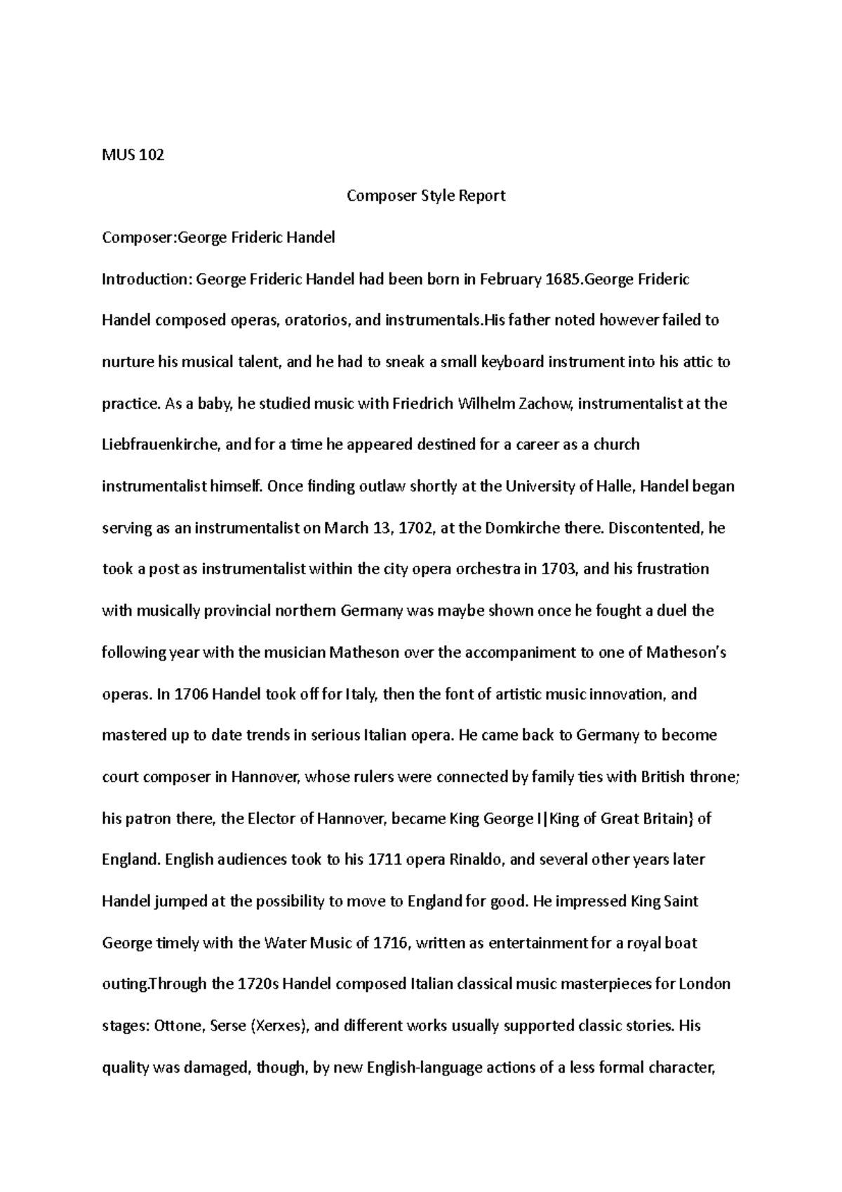 Second Composer Style Report - MUS 102 Composer Style Report Composer ...