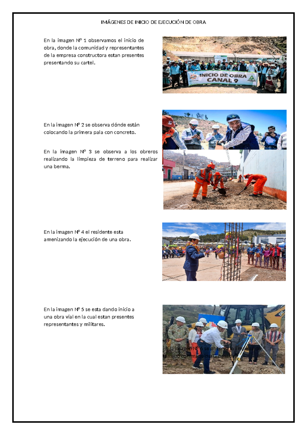 Inicio de obra - obras - IMÁGENES DE INICIO DE EJECUCIÓN DE OBRA En la ...