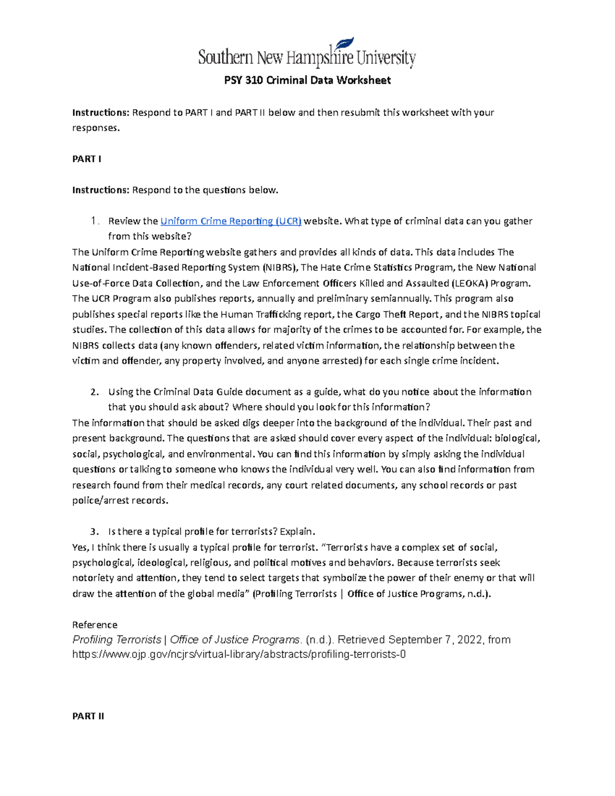 Psy310 criminal data worksheet - PSY 310 Criminal Data Worksheet ...