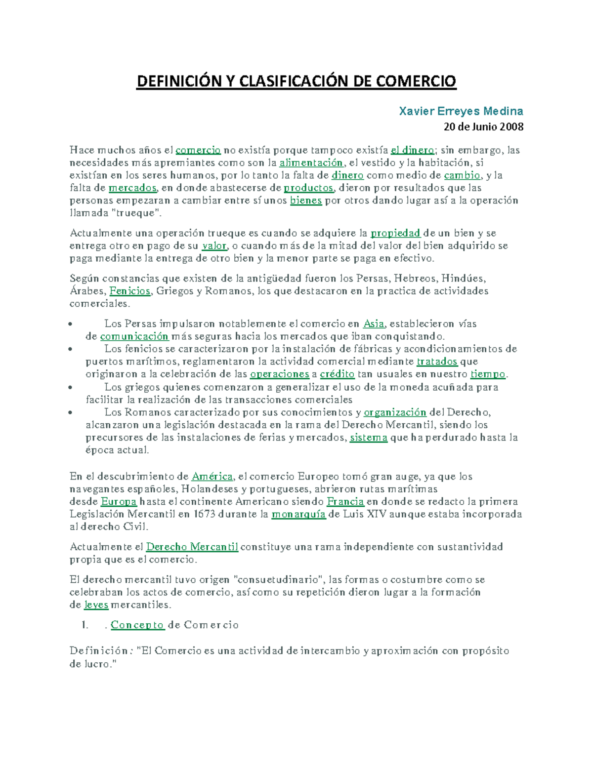 Definición Y Clasificación DE Comercio - DEFINICIÓN Y CLASIFICACIÓN DE ...