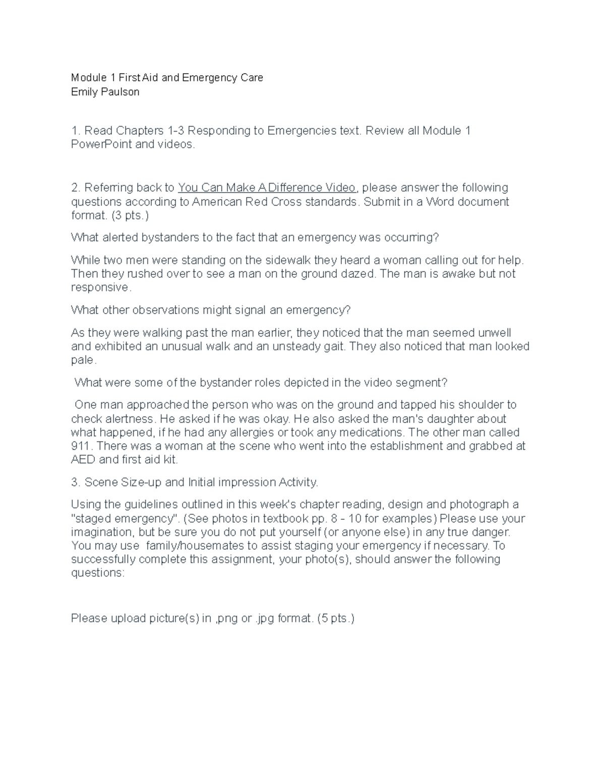 MOD 1 First Aid-2 - Module Assignment - Module 1 First Aid and ...