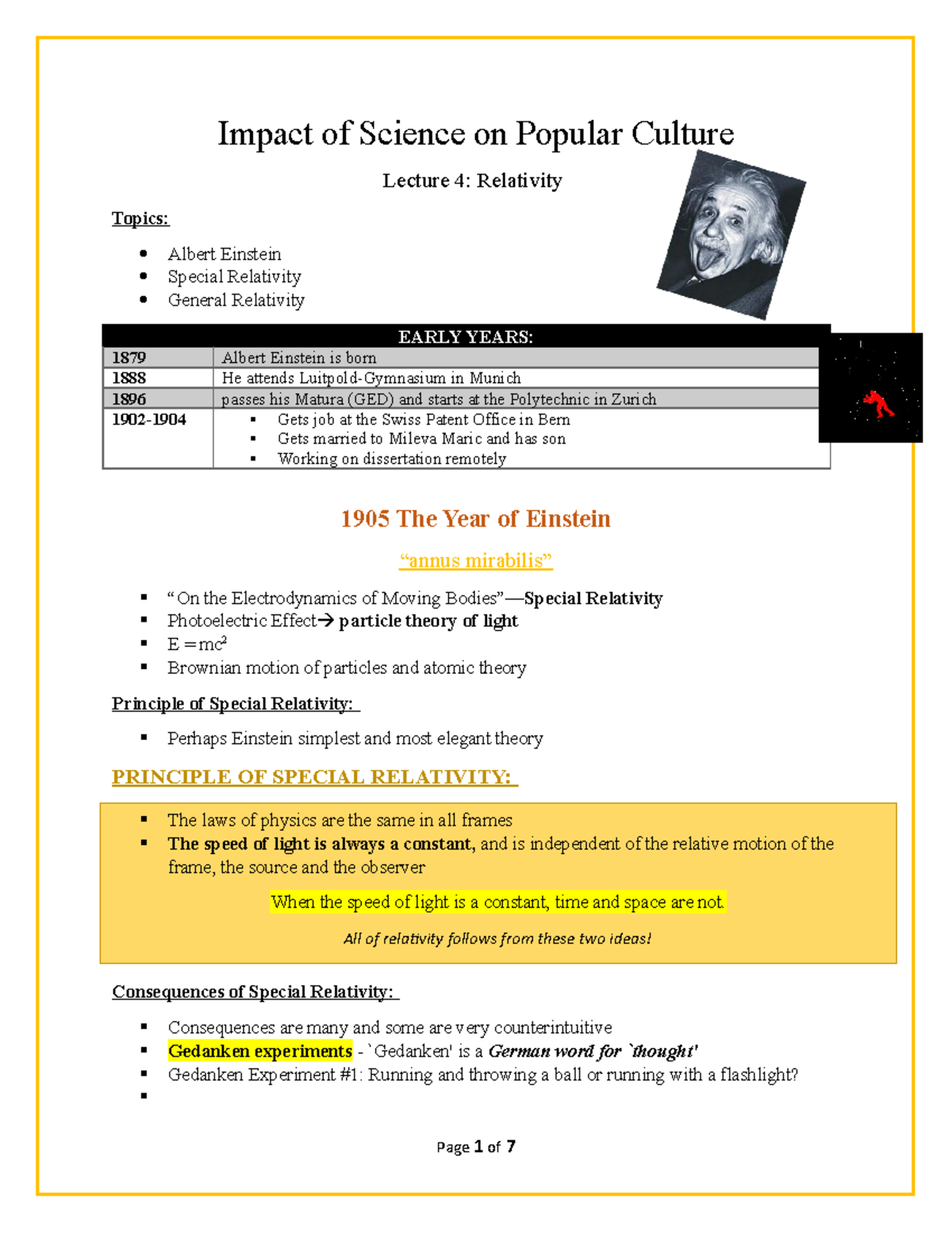 Science Lecture 4 - Impact of Science on Popular Culture Lecture 4 ...