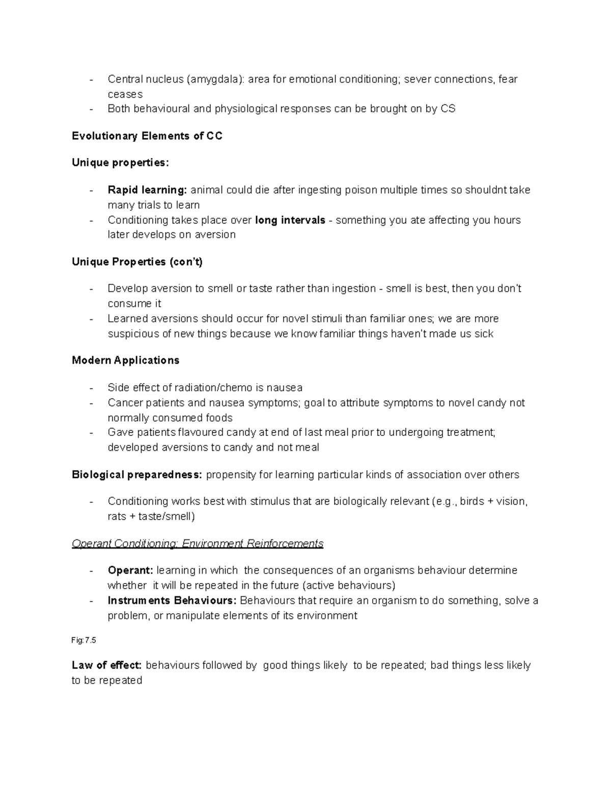 Psychology 111 Notes 49-50 - Central nucleus (amygdala): area for ...