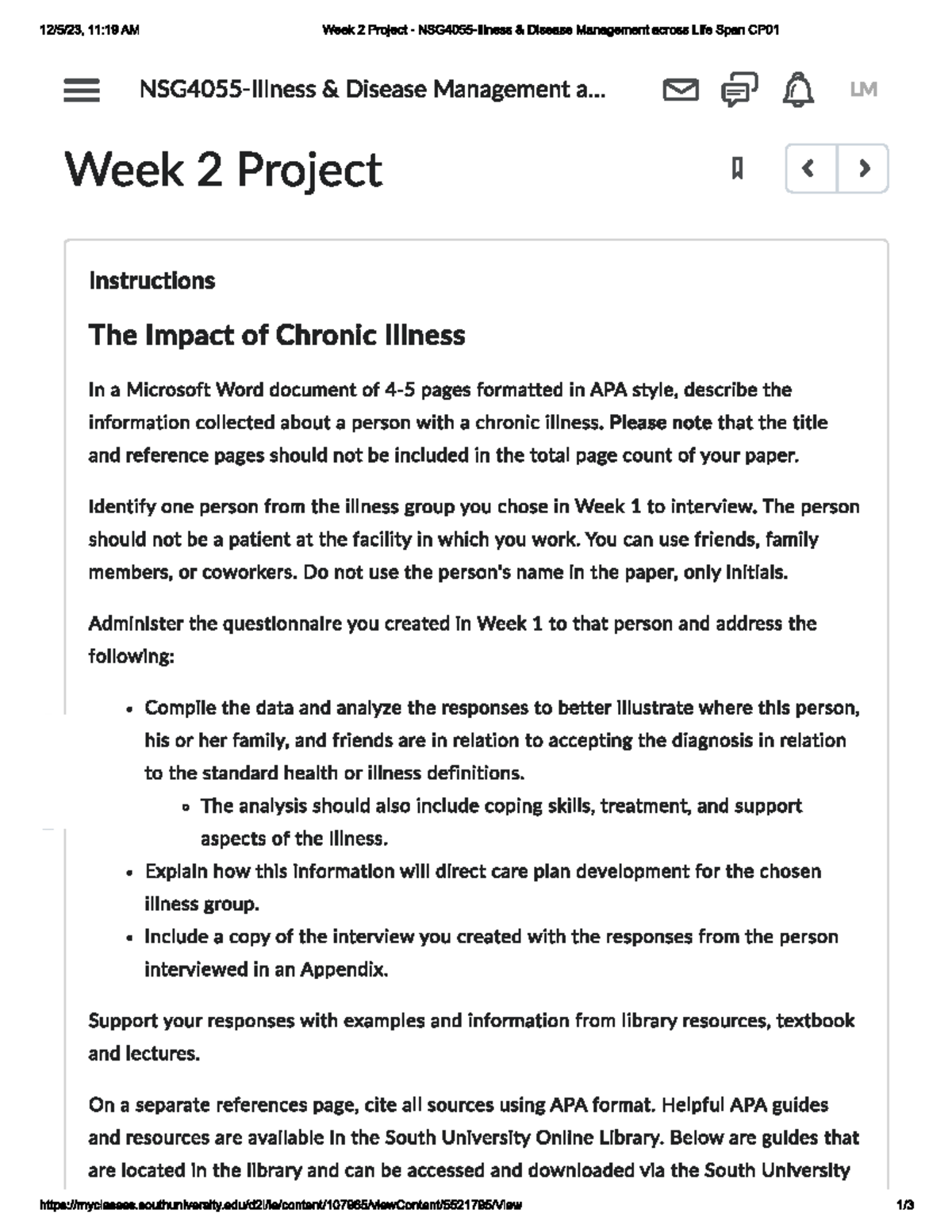 Week 2 Illness project - Nursing - Studocu