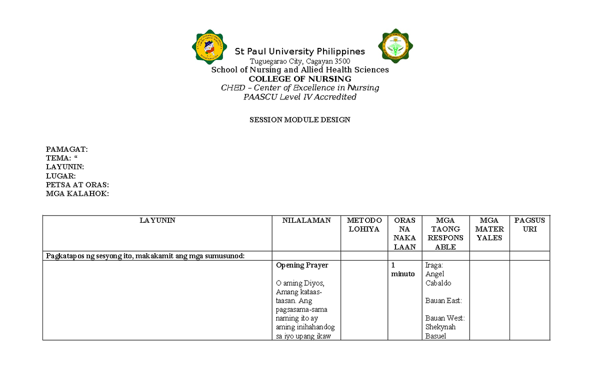 Session Module Design Compiled - St Paul University Philippines ...