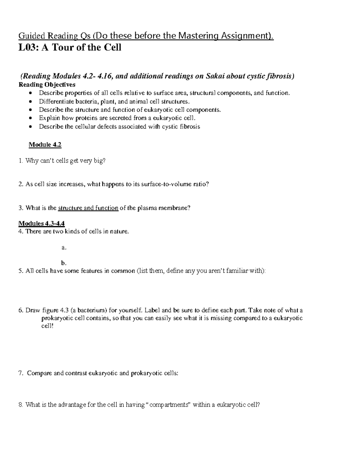 Lesson 3 GRQs A Tour of the Cell - Guided Reading Qs (Do these before ...