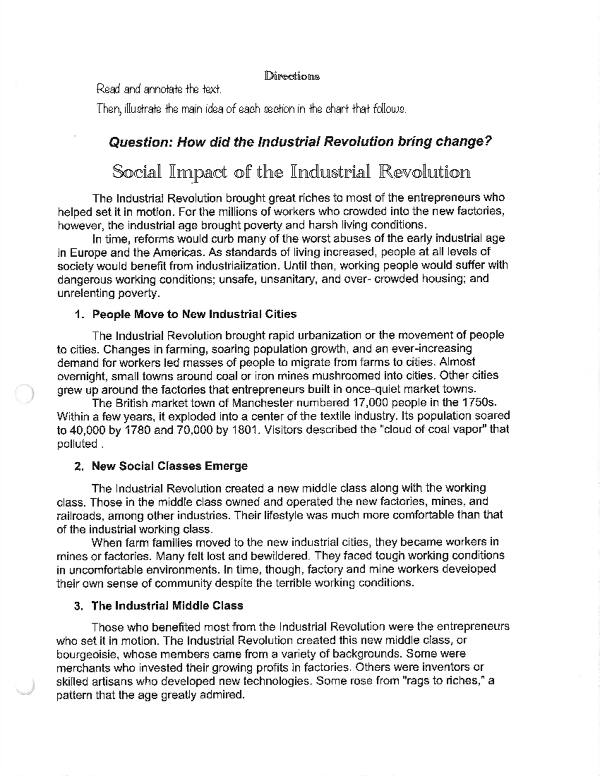 Industrial Revolution Social Impact - Middle-class families lived in ...