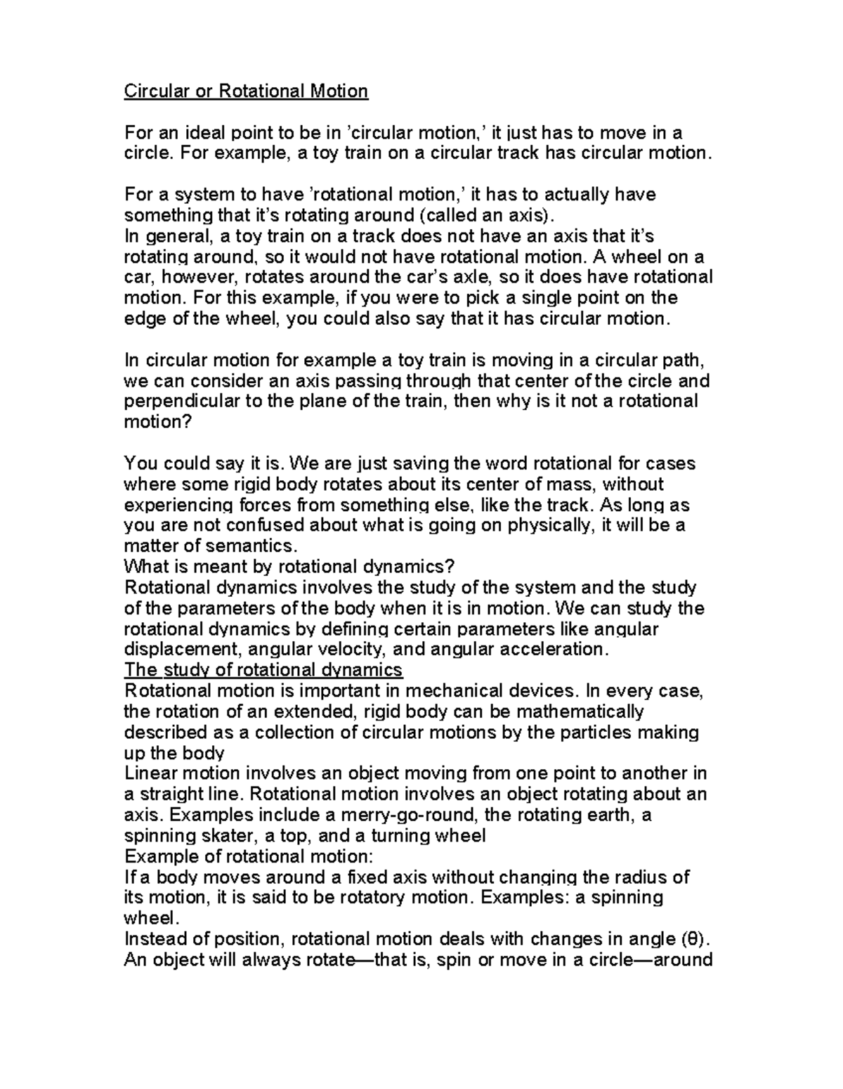 Rotational Motion Examples