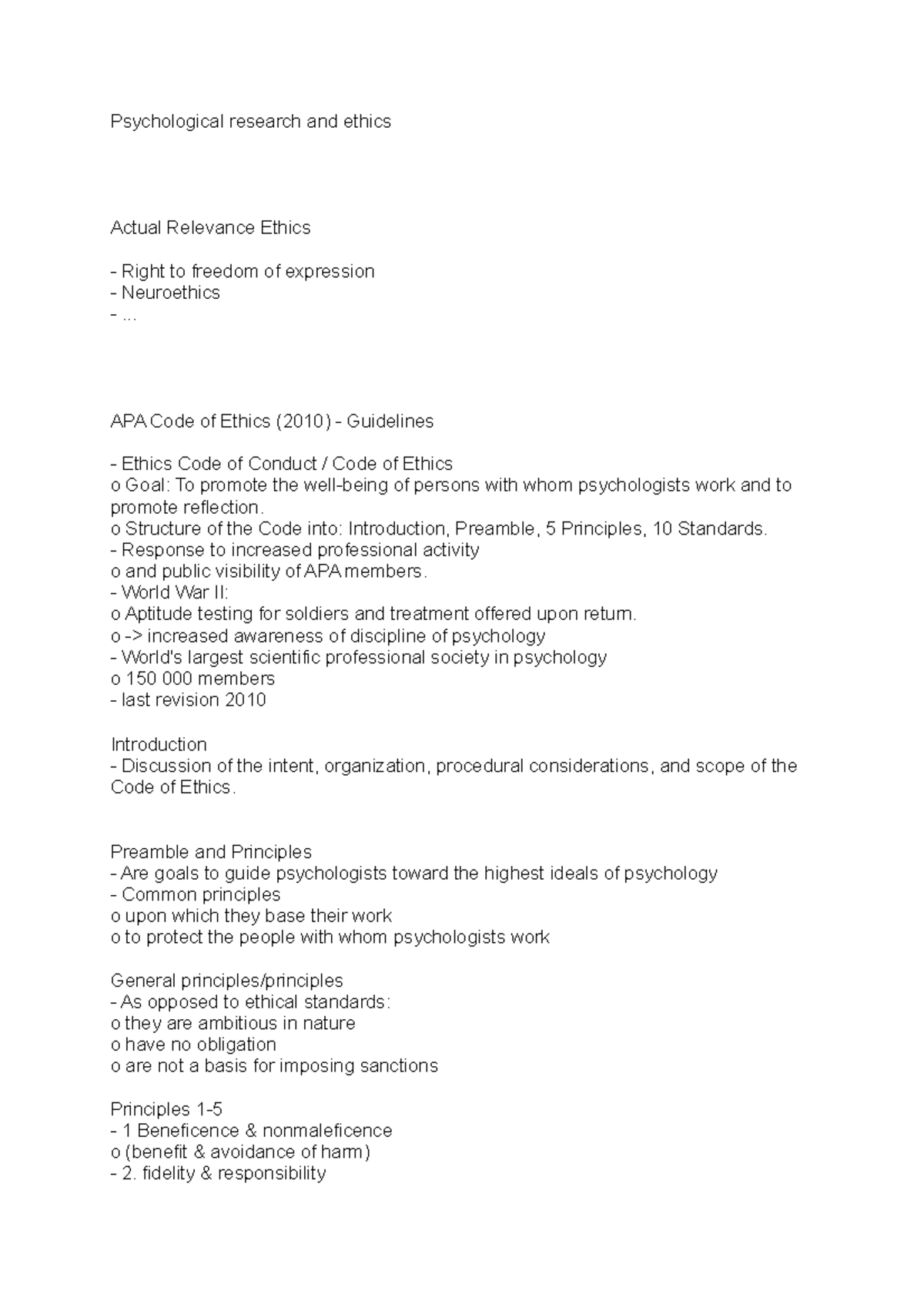 Psychological research and ethics - .. APA Code of Ethics (2010 ...