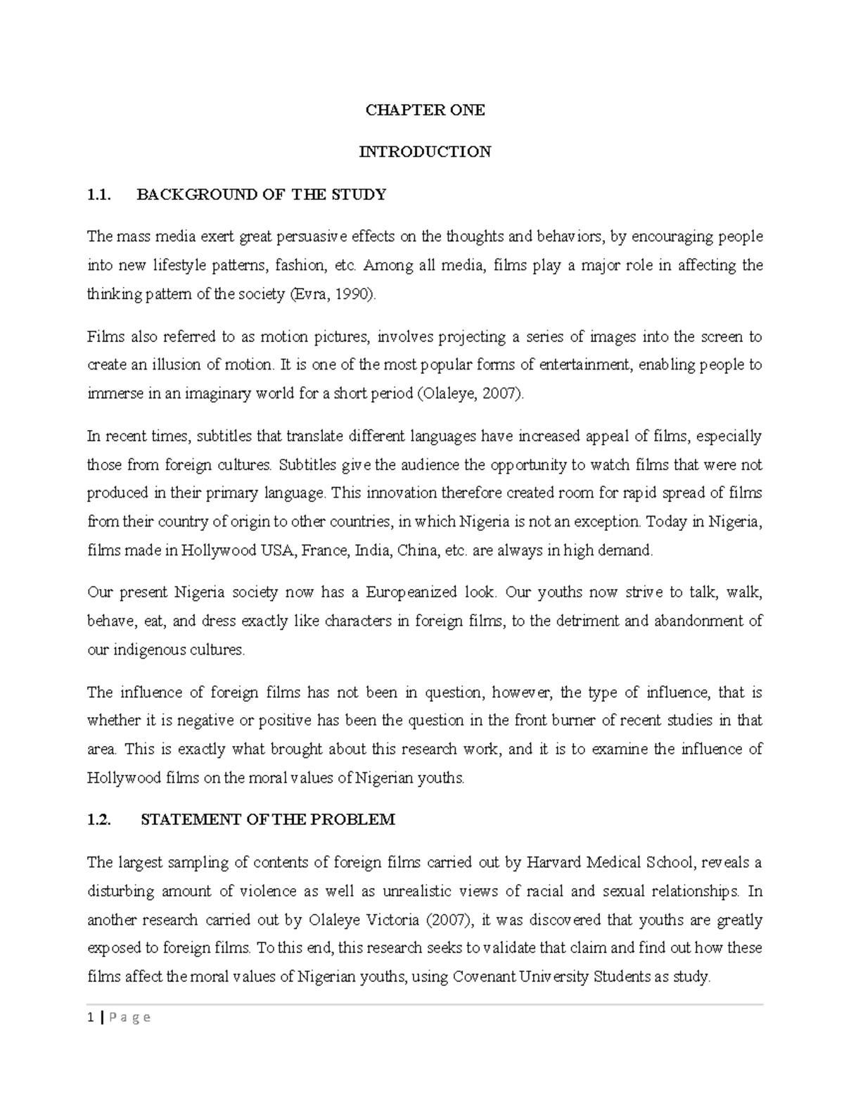 Sample thesis - rgrfmjygnhygbfgnnmh - CHAPTER ONE INTRODUCTION 1 ...