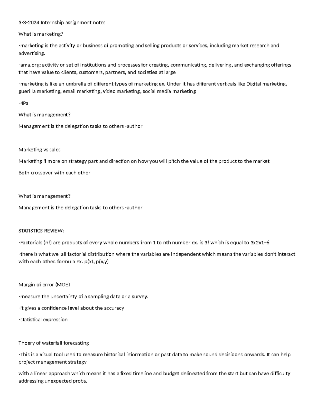 Internship assignment -ama: activity or set of institutions and ...