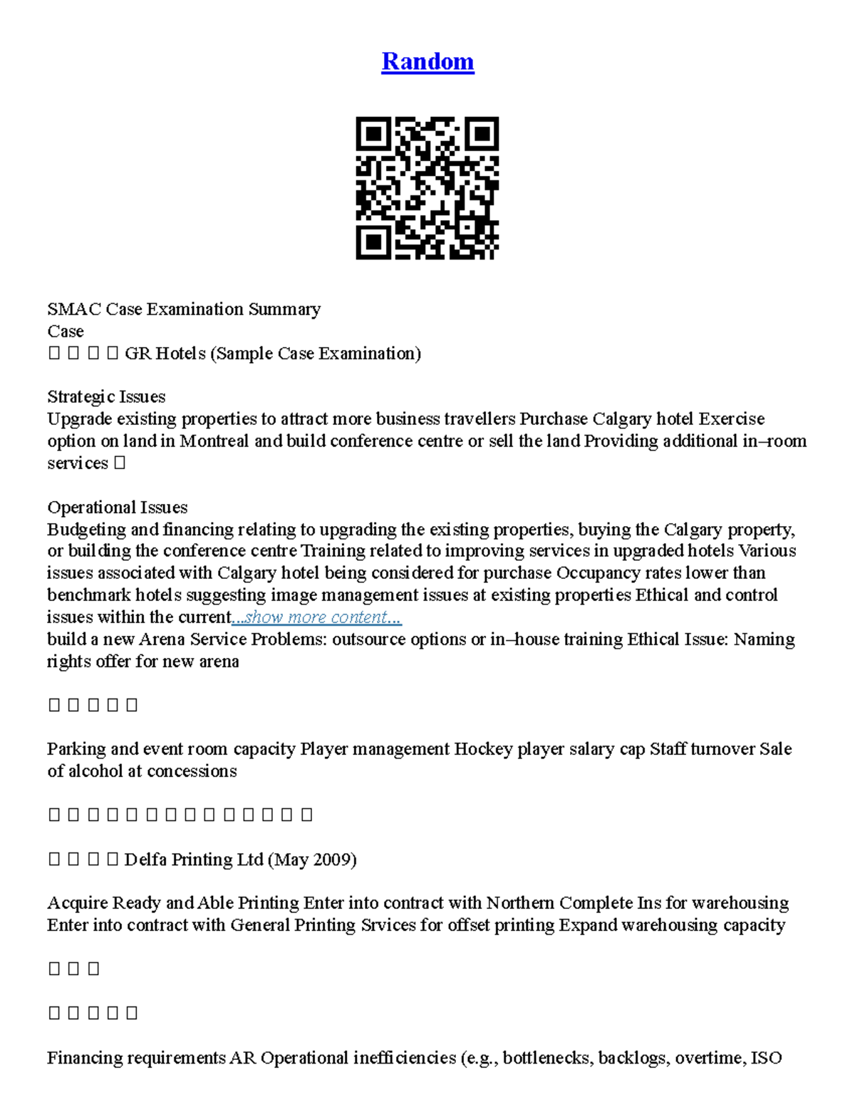 Random Essay Random Essay - Random SMAC Case Examination Summary Case ...