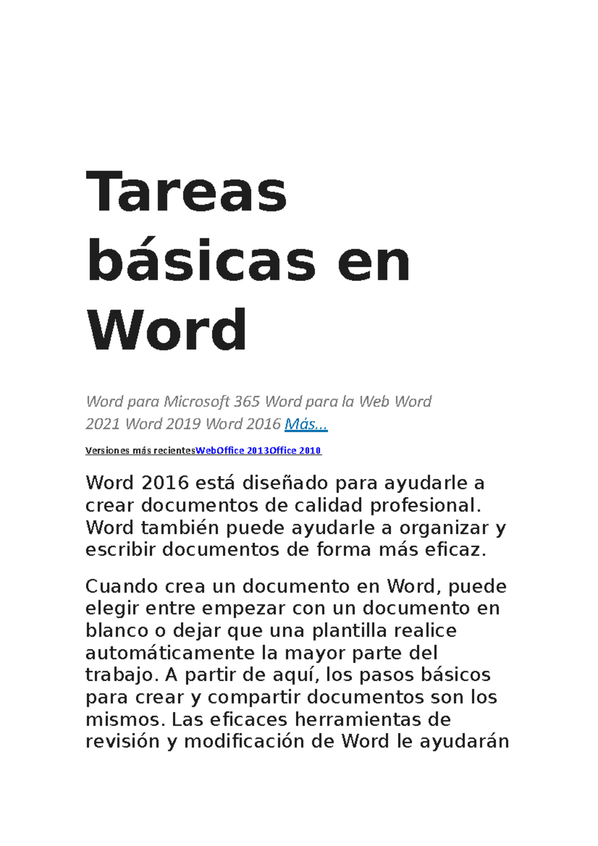 Tareas básicas en Word - Tareas básicas en Word Word para Microsoft 365 Word para la Web Word ...