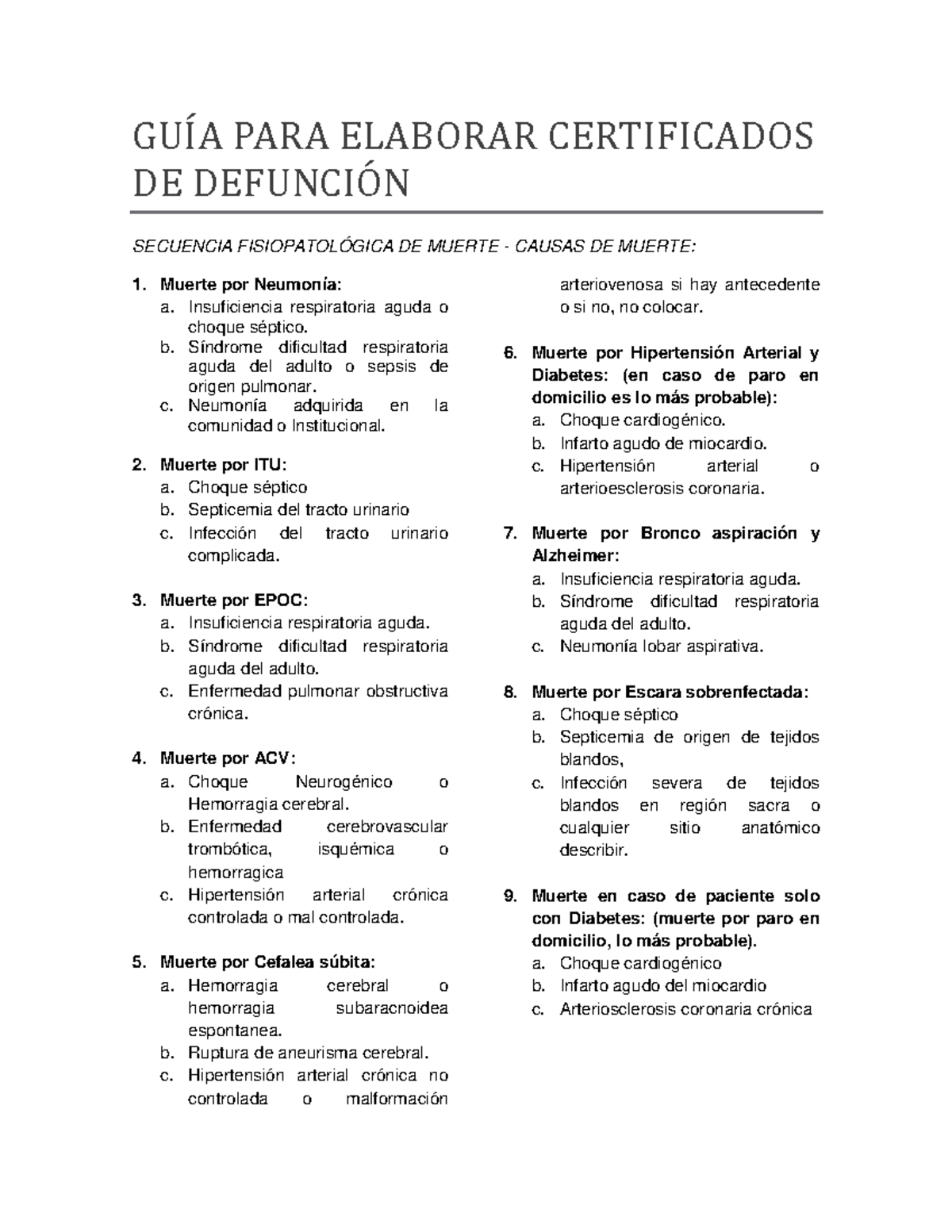 Causas De Muerte Certificado De Defuncion GuÍa Para Elaborar