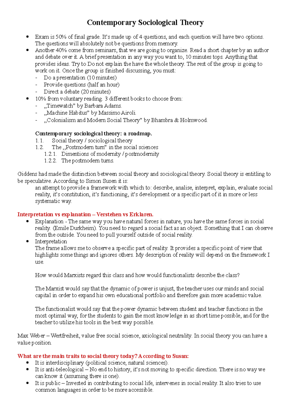 Contemporary Sociological Theory - It’s made up of 4 questions, and ...