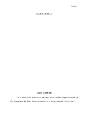 Introduce to Theater - An example of a playwright analysis - Script ...