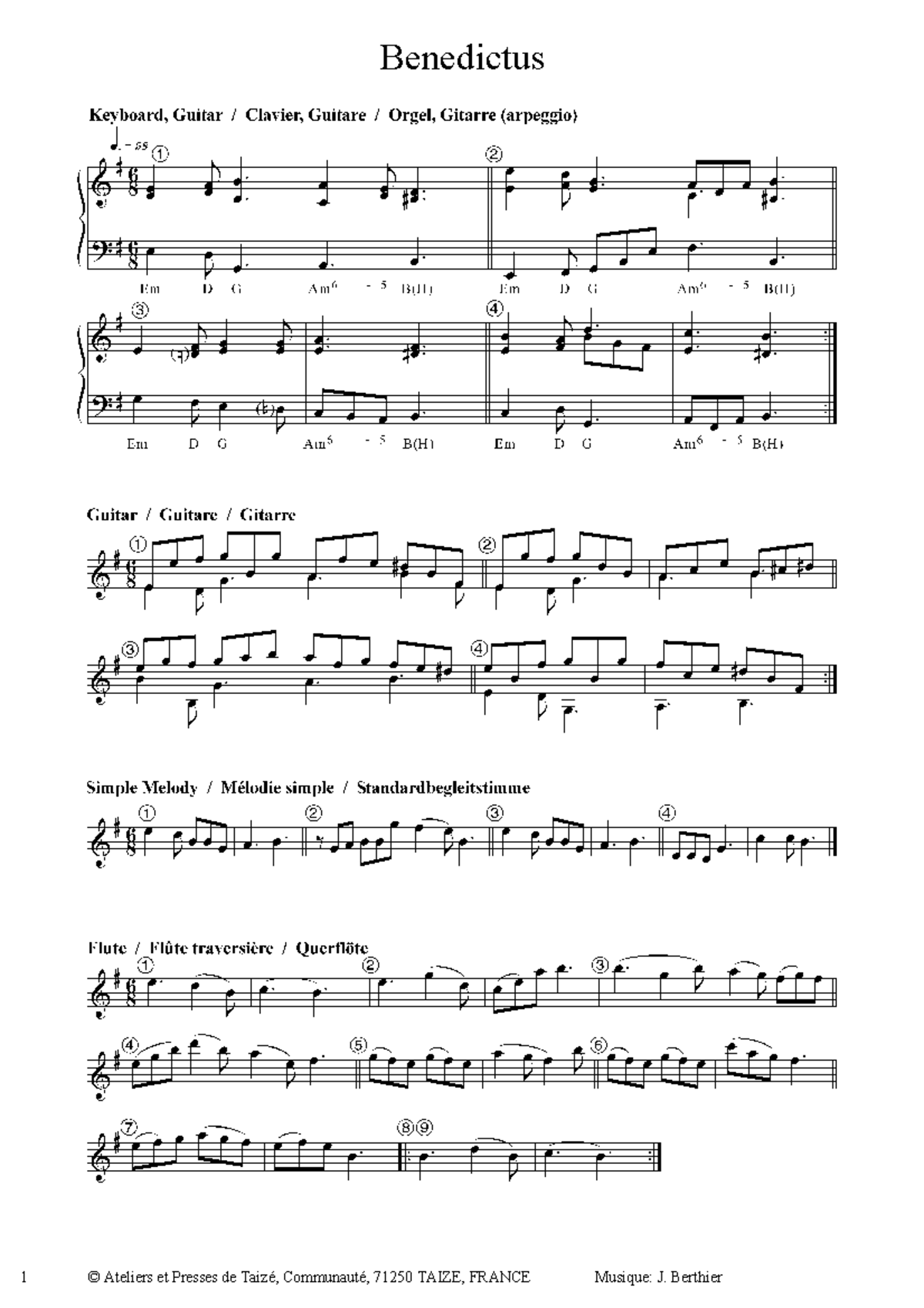Benedictus qui venit instrumental - Benedictus 1 © Ateliers et Presses ...