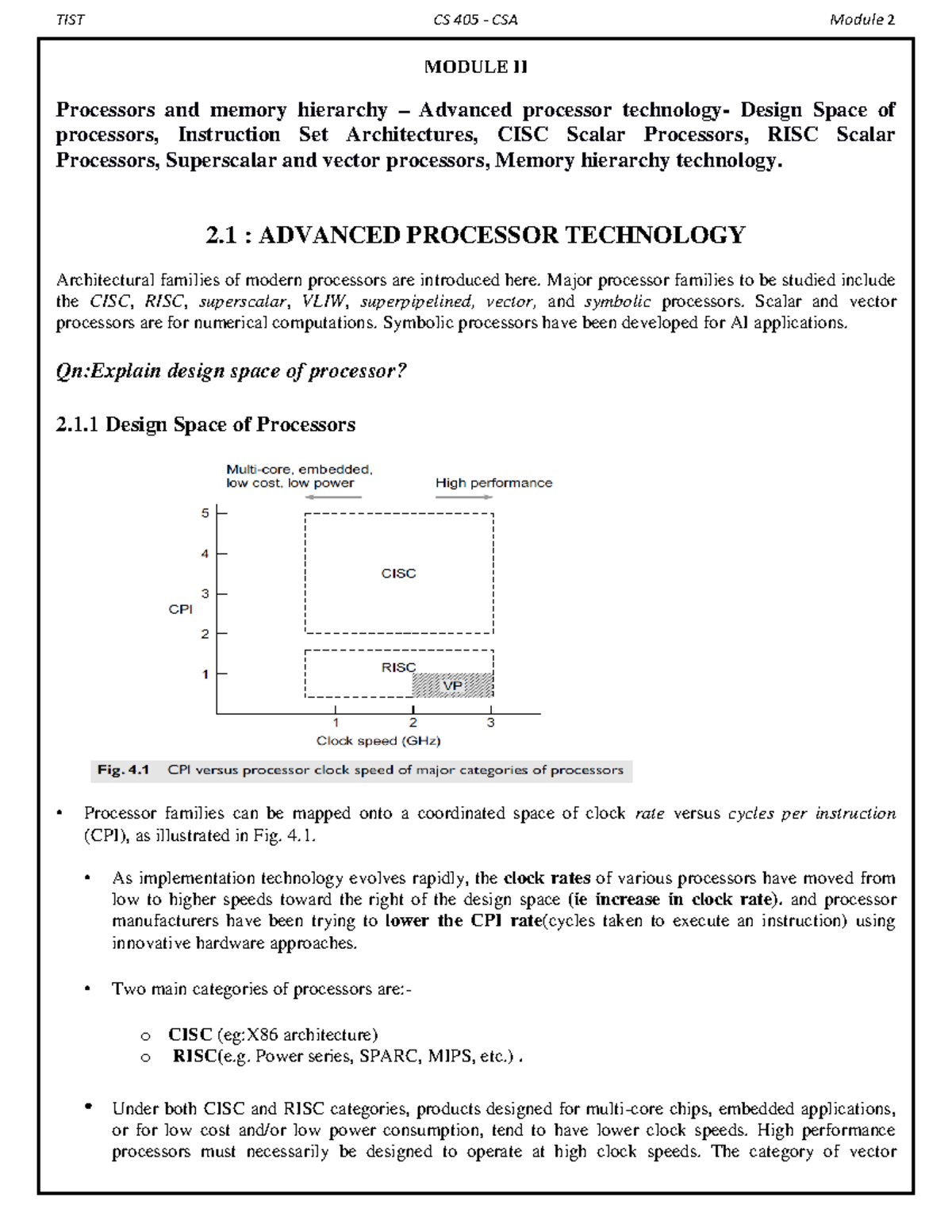 Csa Mod 2 Csa Module 2 Notes Module Ii Processors And Memory Hierarchy Advanced Processor