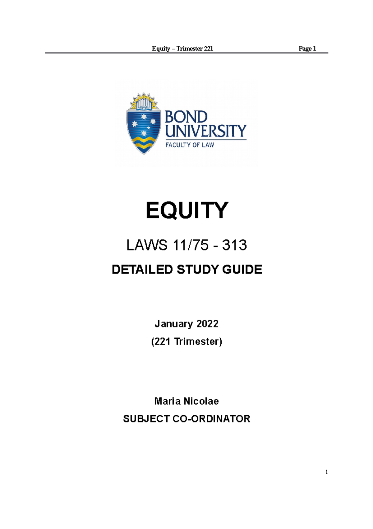 Equity 221 Detailed Study Guide and Tutorial Questions - EQUITY LAWS 11 ...