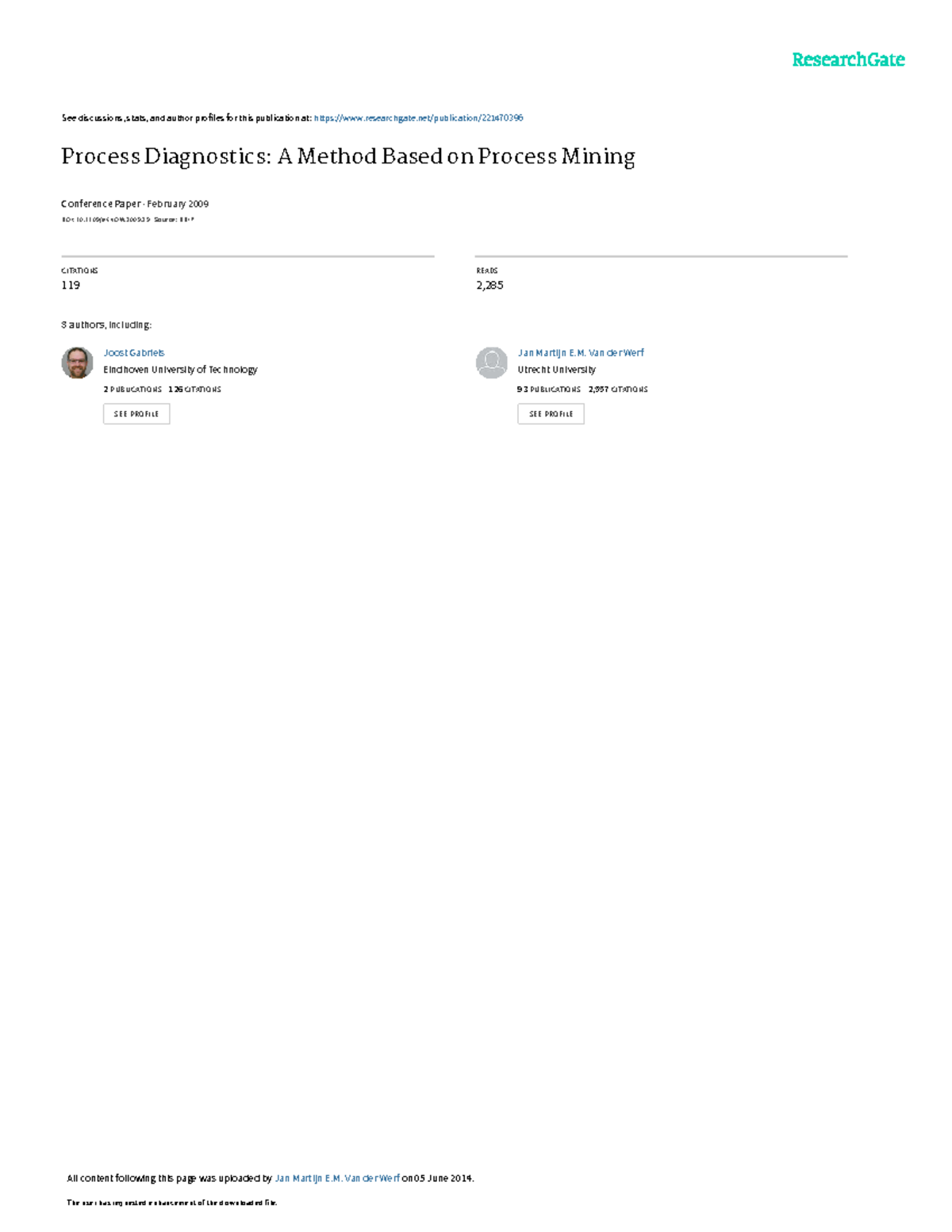 Process Diagnostics A Method Based on Process Mini - See discussions ...