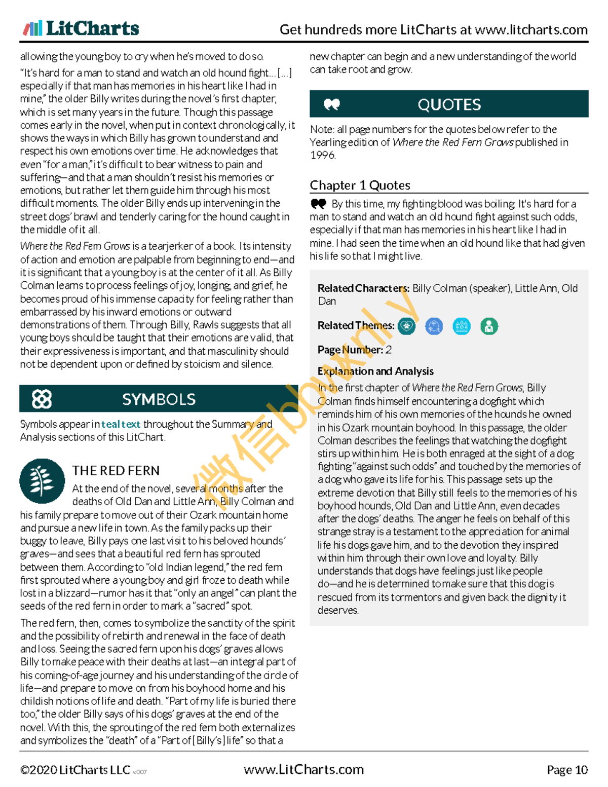 Where-the-Red-Fern-Grows-Lit Chart 10 - allowing the young boy to cry ...