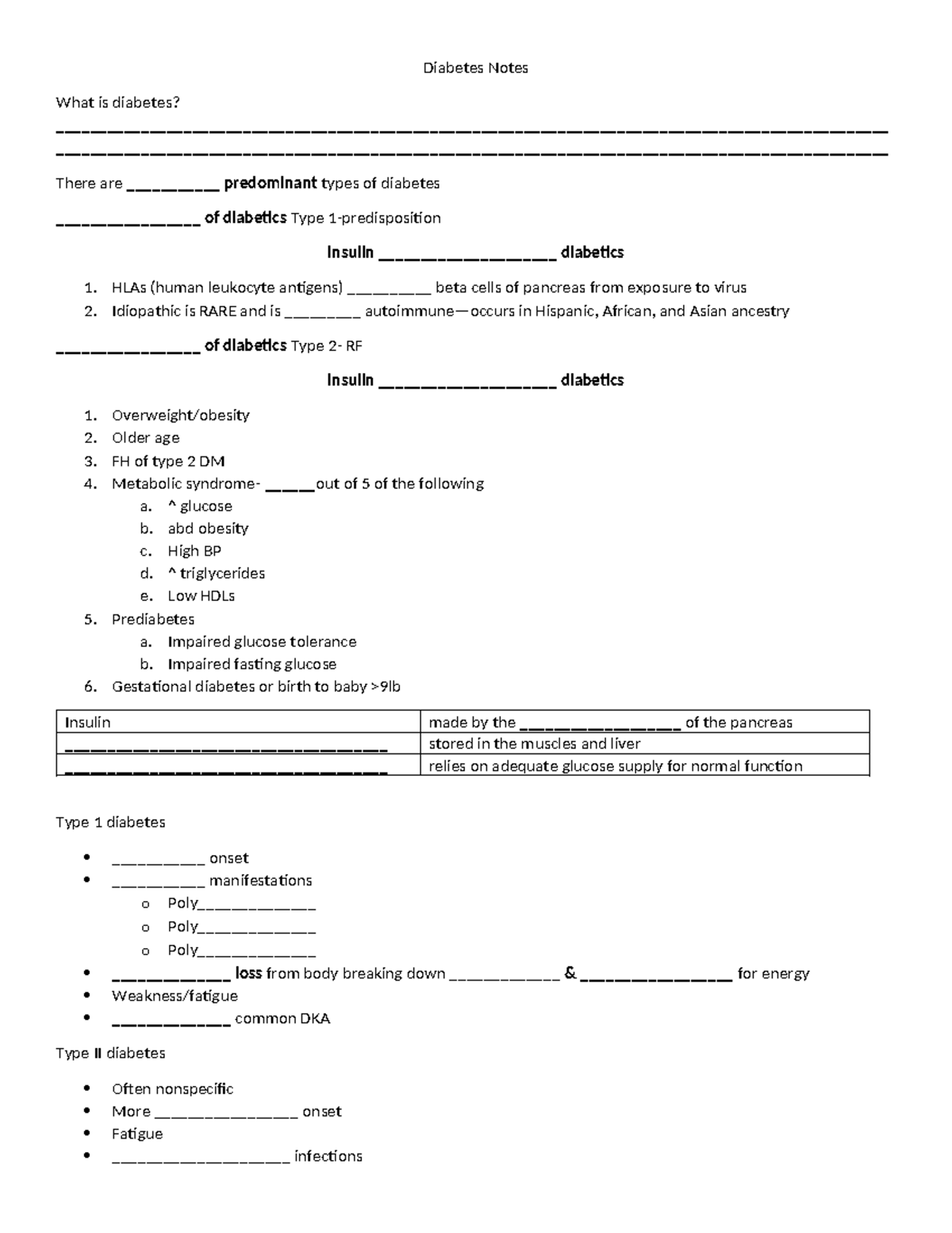Diabetes+notes+ - diabetes assignment - Diabetes Notes What is diabetes ...