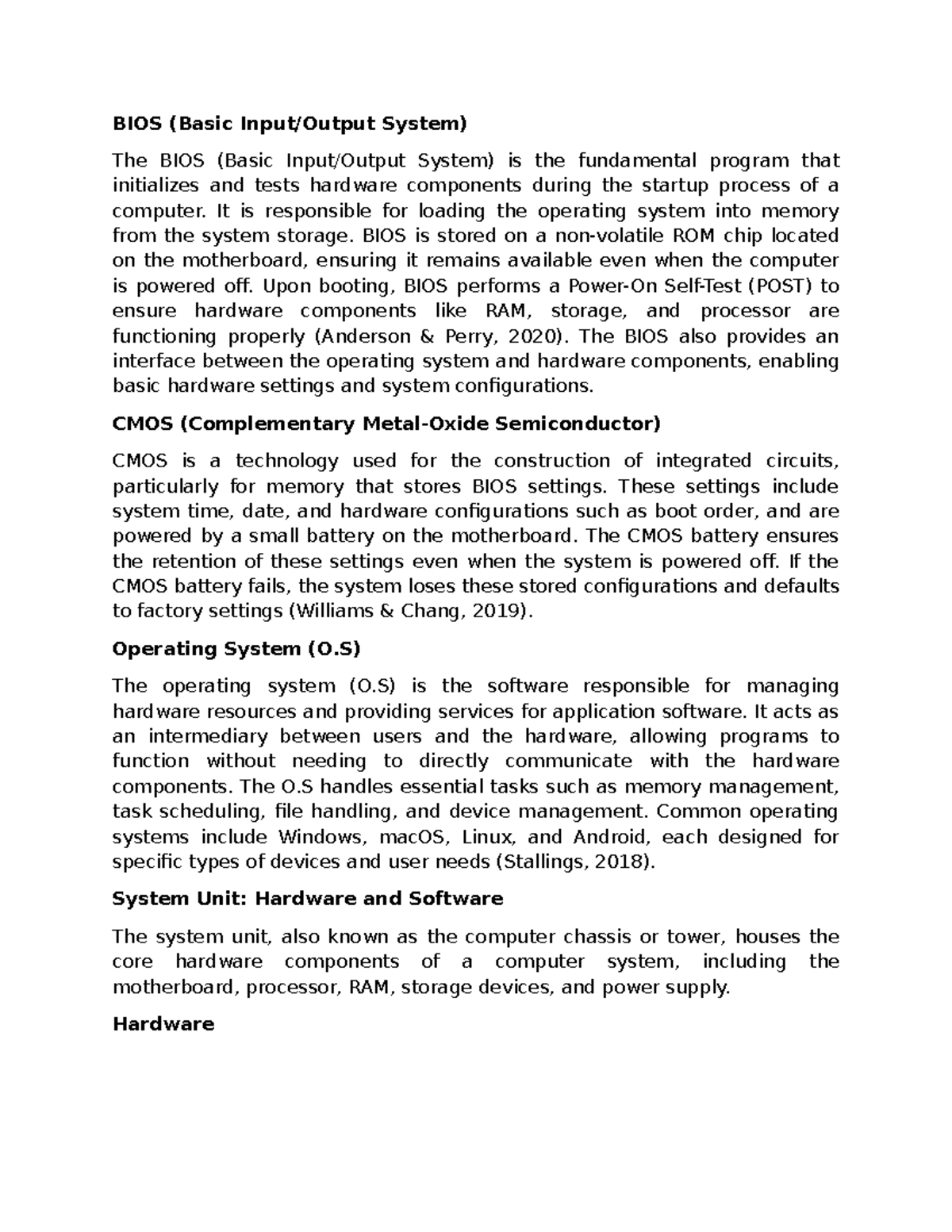 Sam-nc2-quiz1 - Nc2 reviewer - BIOS (Basic Input/Output System) The BIOS (Basic Input/Output ...