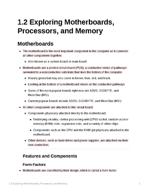IT190 Module 1 Passed - System Hardware Review Purdue University Global IT190: Information - Studocu
