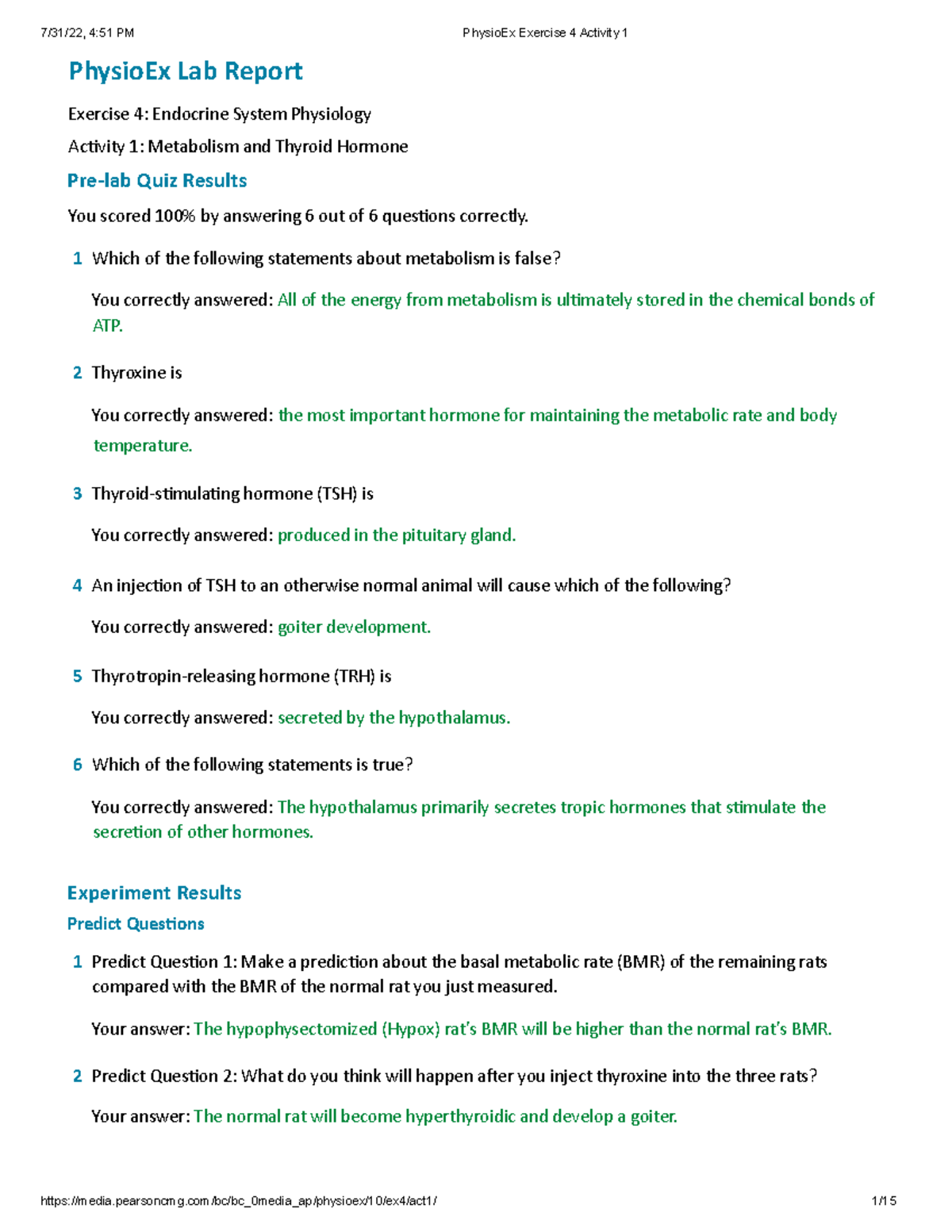 Physio Ex Exercise 4 Activity 1 - PhysioEx Lab Report Exercise 4 ...