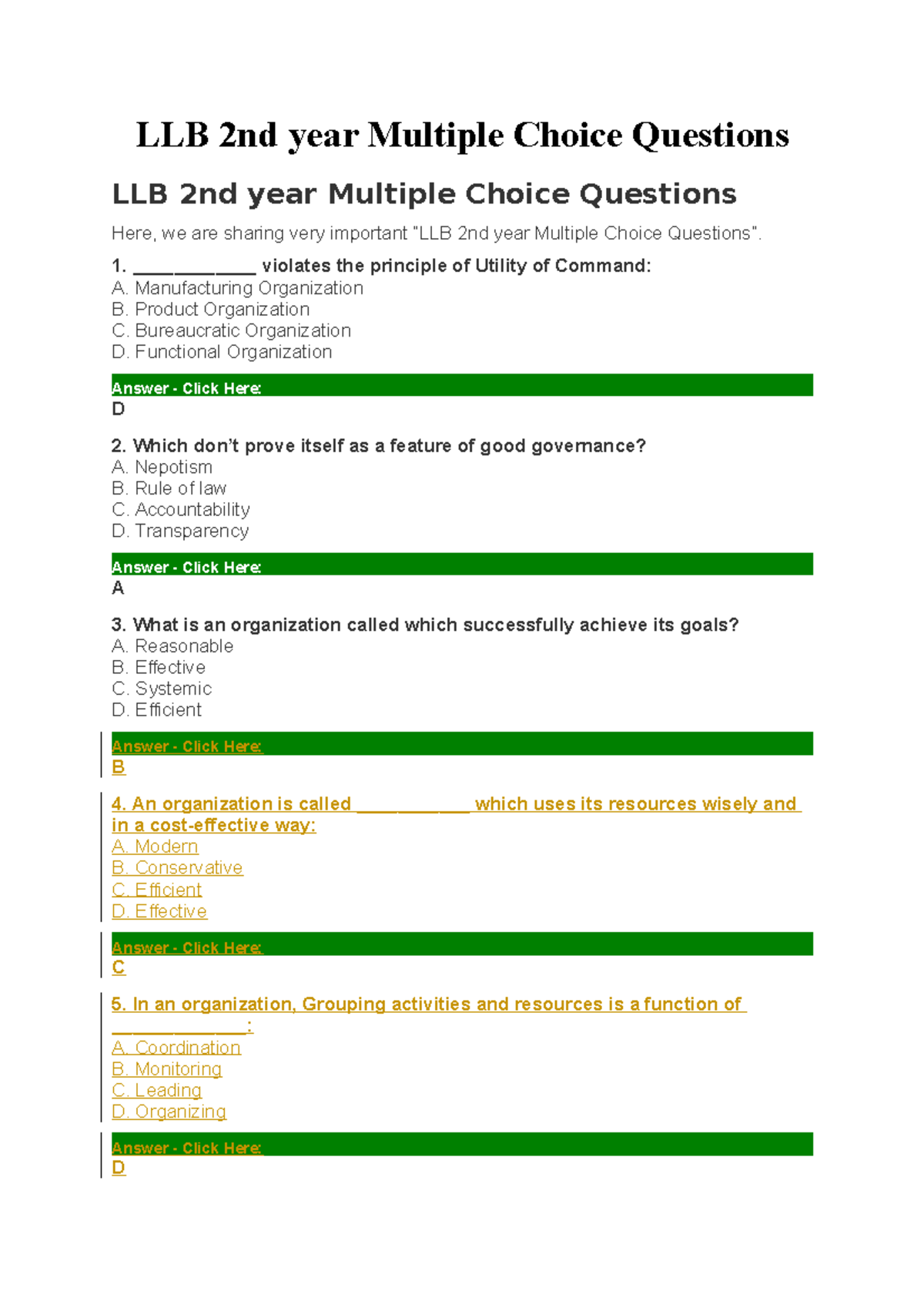 Mcq for property law llb second year student - LLB 2nd year Multiple ...