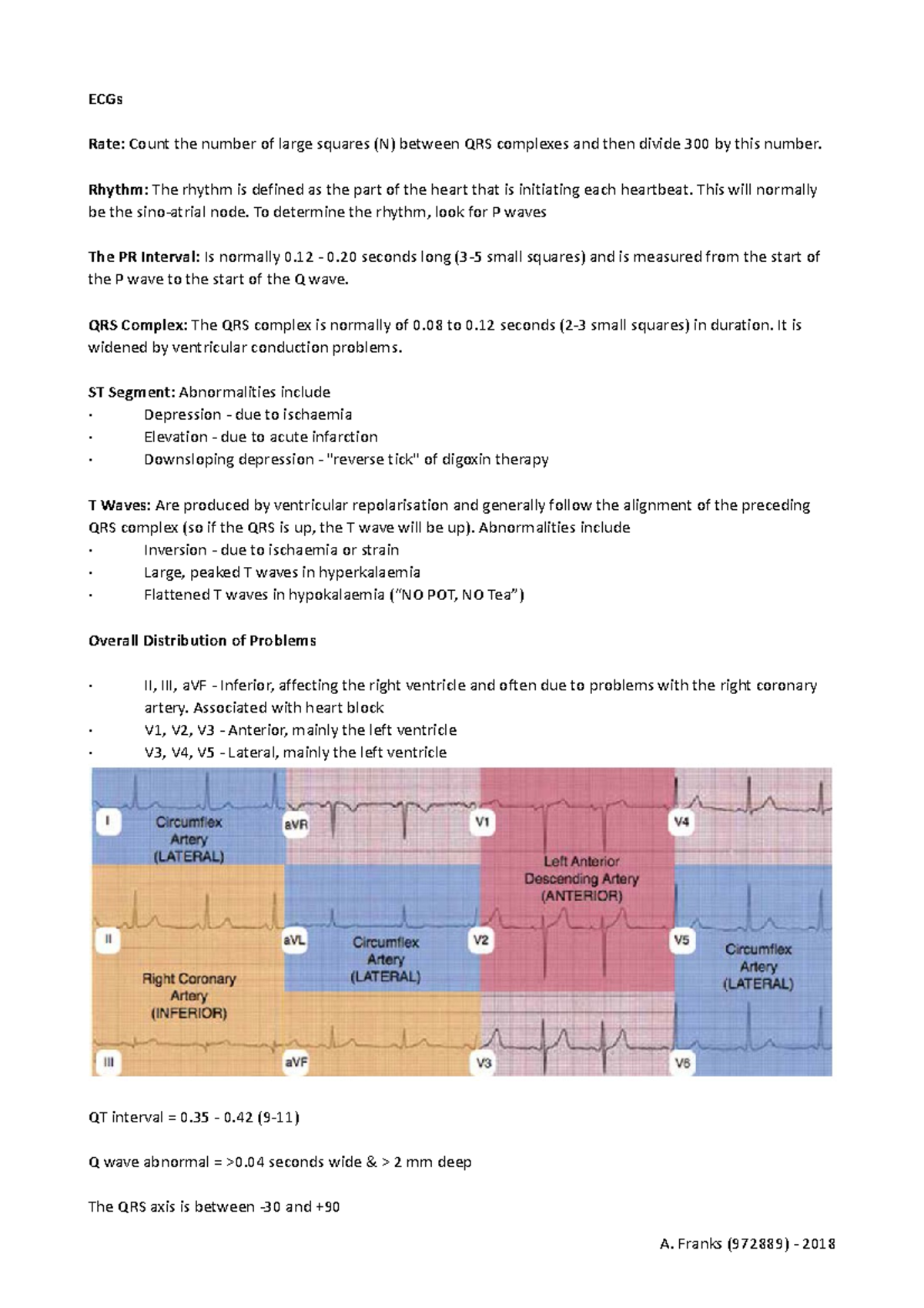 ECG Summary - ECG NOTES - ECGs Rate: Count the number of large squares ...